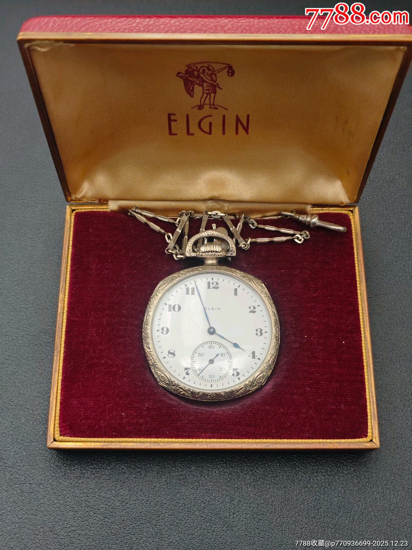 古董怀表好品美国产爱尔近手动机械老怀表正常走时带原盒-价格:199元-au43400461-怀表/挂表 -加价-7788收藏__收藏热线